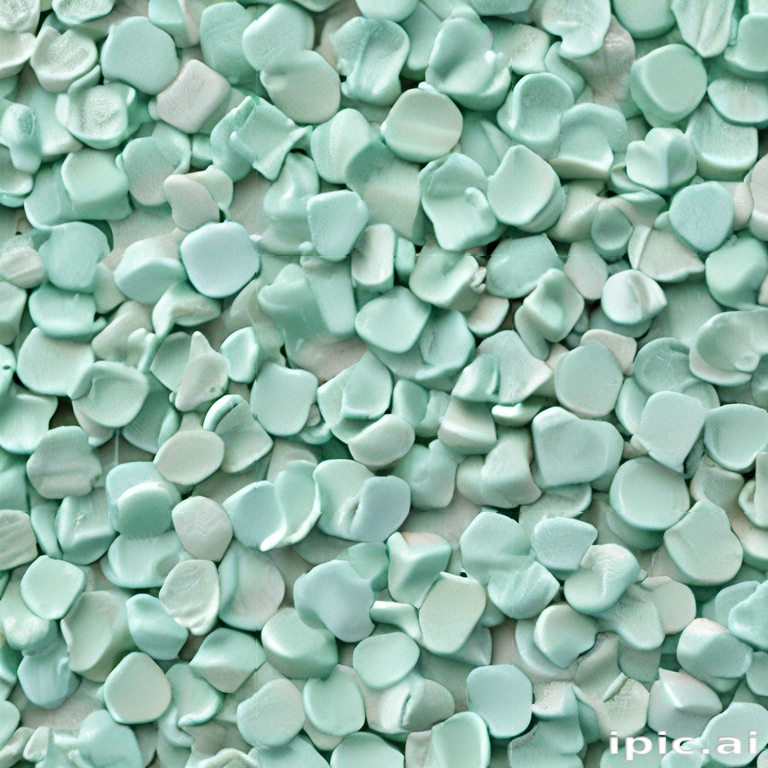 Close-Up View of Small Mint Green Plastic Pellets on a Surface