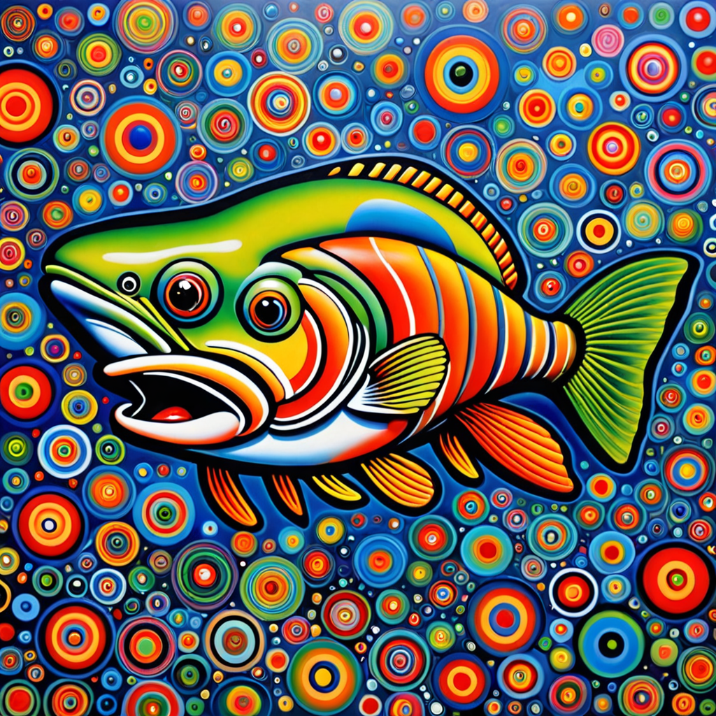a cod, Kenny Scharf style, high resolution