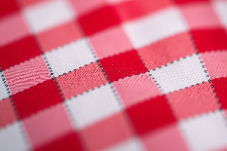 Close-Up of a Classic Red and White Checkered Tablecloth Pattern