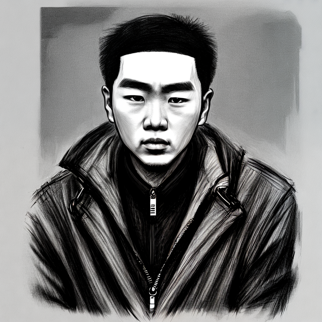 ONE CHINESE HIP HOP RAPPER IN SUBWAY TRAIN. PORTRAIT. COMIC BOOK STYLE ...