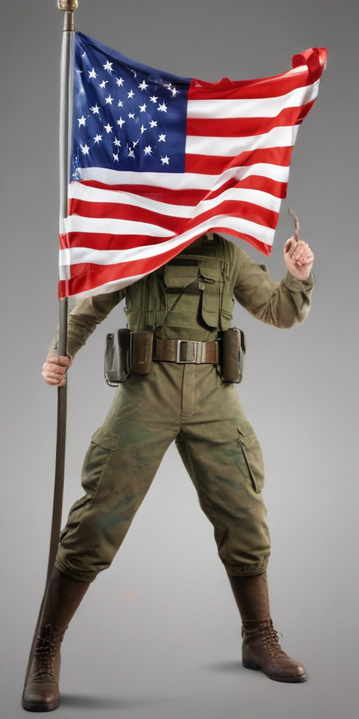Soldier holding flag vector image