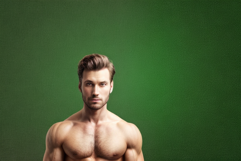 Beautiful man standing behind green background