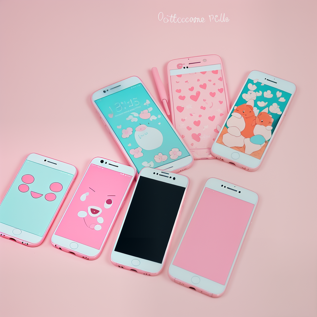 Colorful Collection of Cute Pink Phones with Whimsical Backgrounds and ...