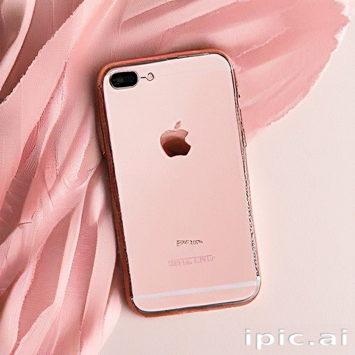 Stylish Pink Apple iPhone Resting Elegantly on Soft Pink Fabric Background