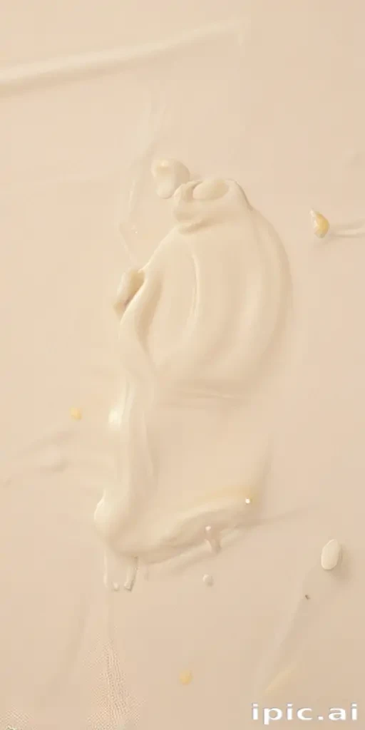 Smooth and Creamy Texture of a Light-Colored Cosmetic Product on Surface