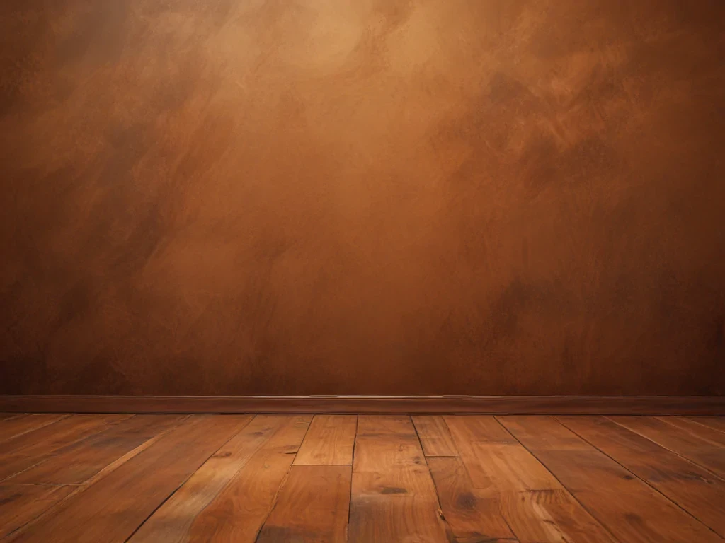 Warm and Inviting Brown Wall with Rich Wooden Floor Texture.