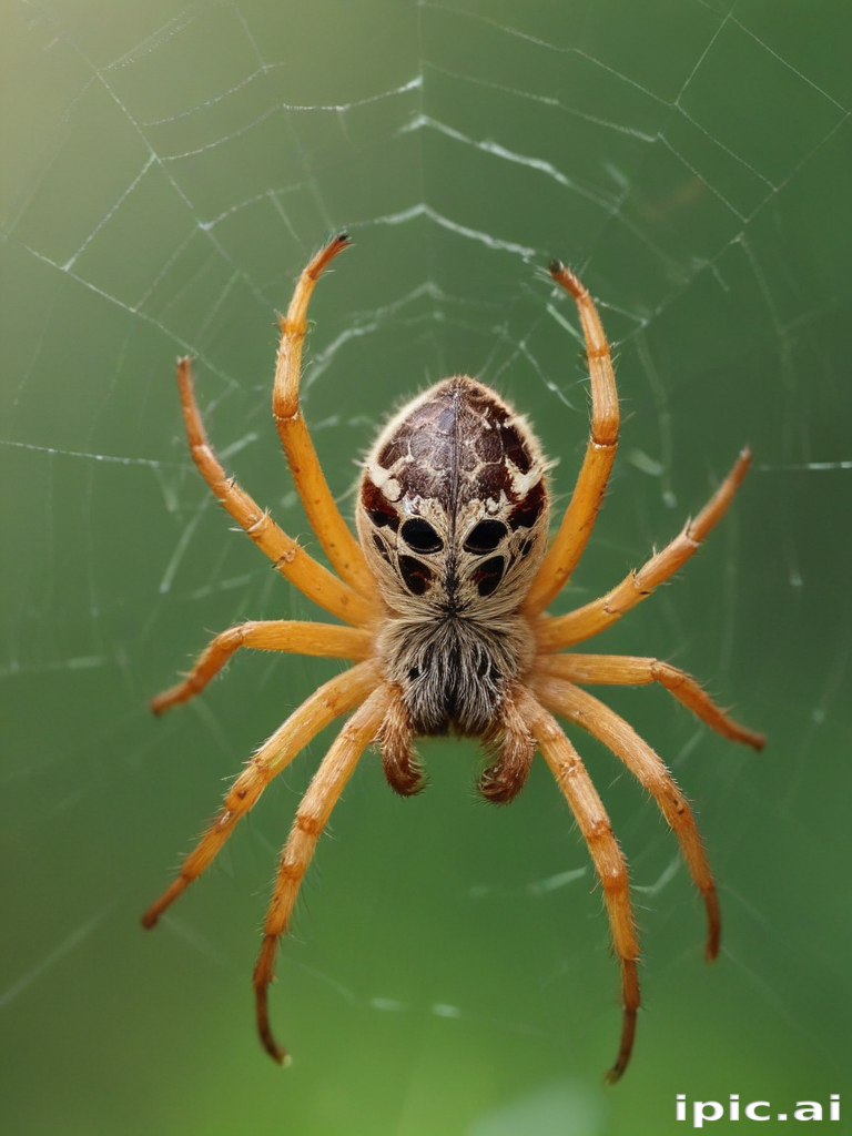 Close-Up of a Spider Draped in Its Intricate Webbing in Nature
