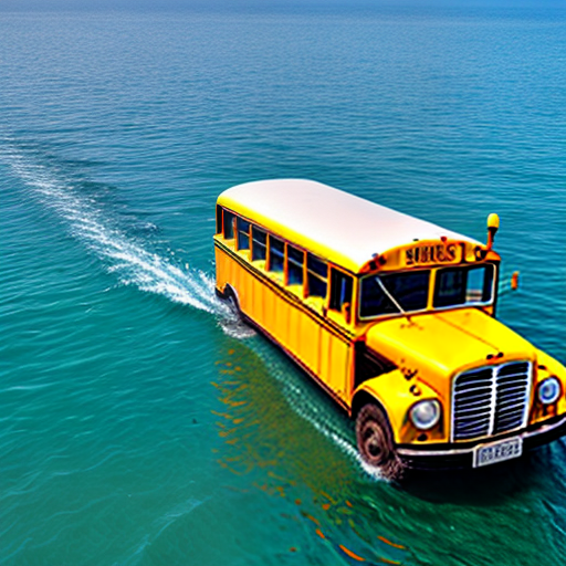 school bus in the sea