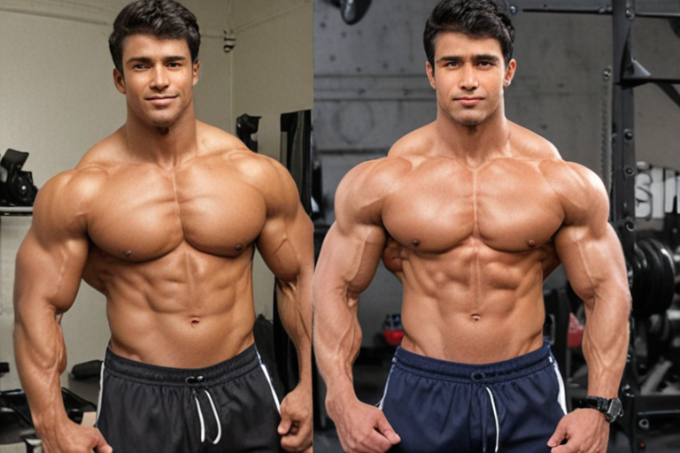 Side-by-side comparison of Indian man from skinny to very muscular ...