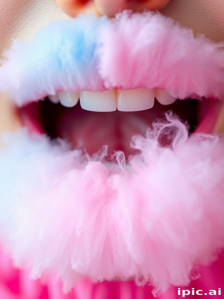 A Playful and Colorful Representation of a Mouth with Cotton Candy Beard