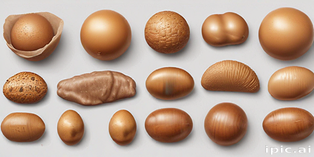 Collection of Various Brown Eggs and Egg-Shaped Objects Displayed Elegantly