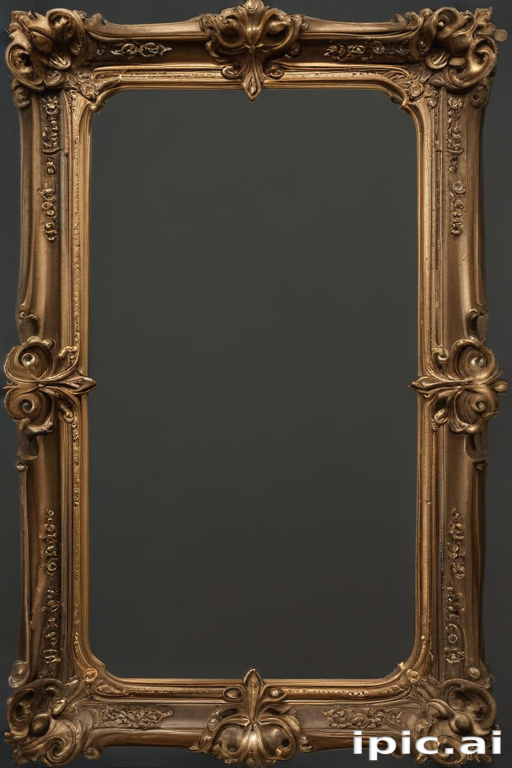 Ornate Vintage Picture Frame with Intricate Details and Rich Gold Finish