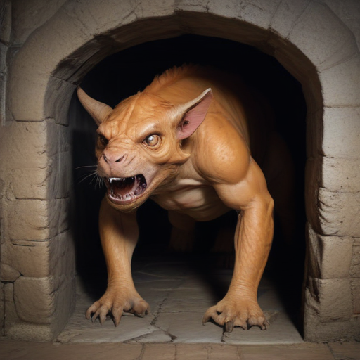an ugly beast trapped in a dungeon