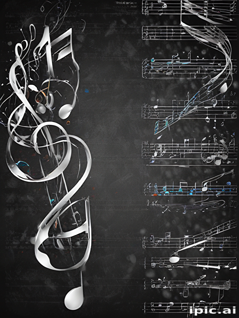 An Artistic Representation of Music Notes and Sheet Music Patterns