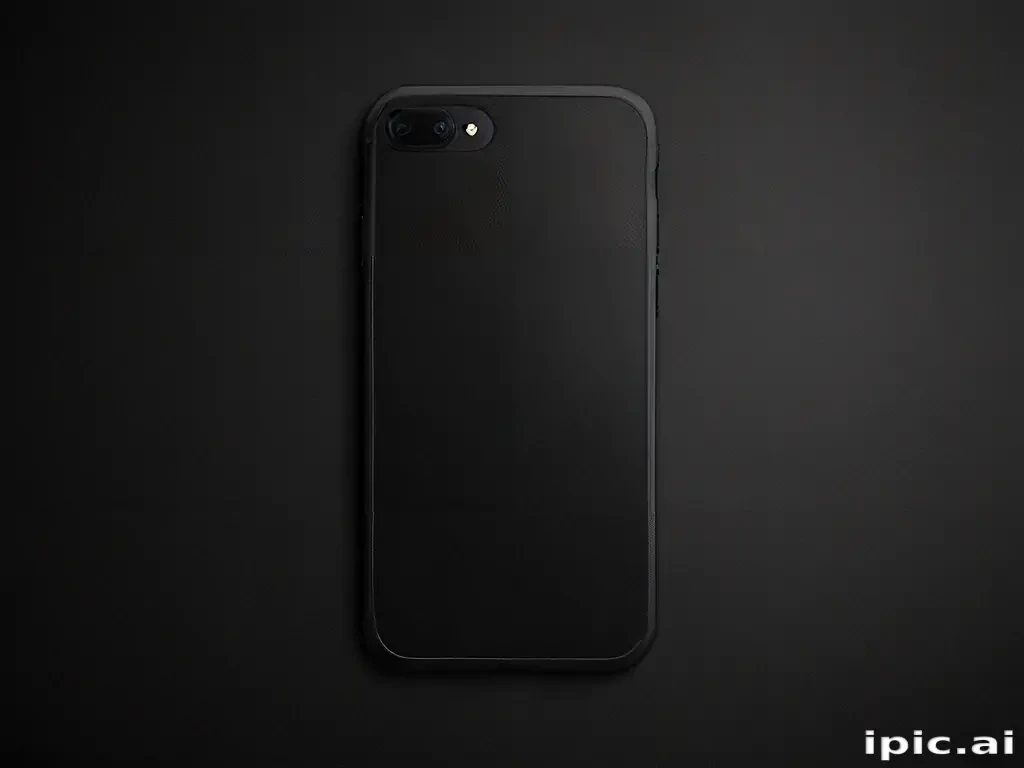 Minimalist Black Phone Case on Dark Background Showcasing Sleek Design