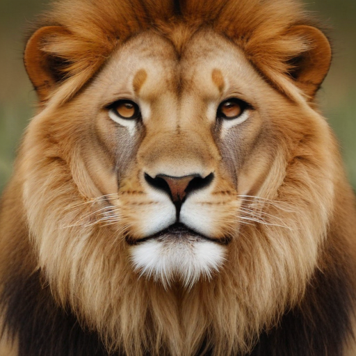 Majestic Lion with a Magnificent Mane Staring Intently at the Camera.