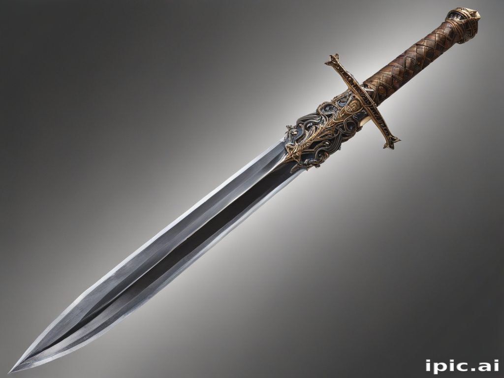 Exquisite Ornate Sword with Intricate Design and Detailed Handle Finishing