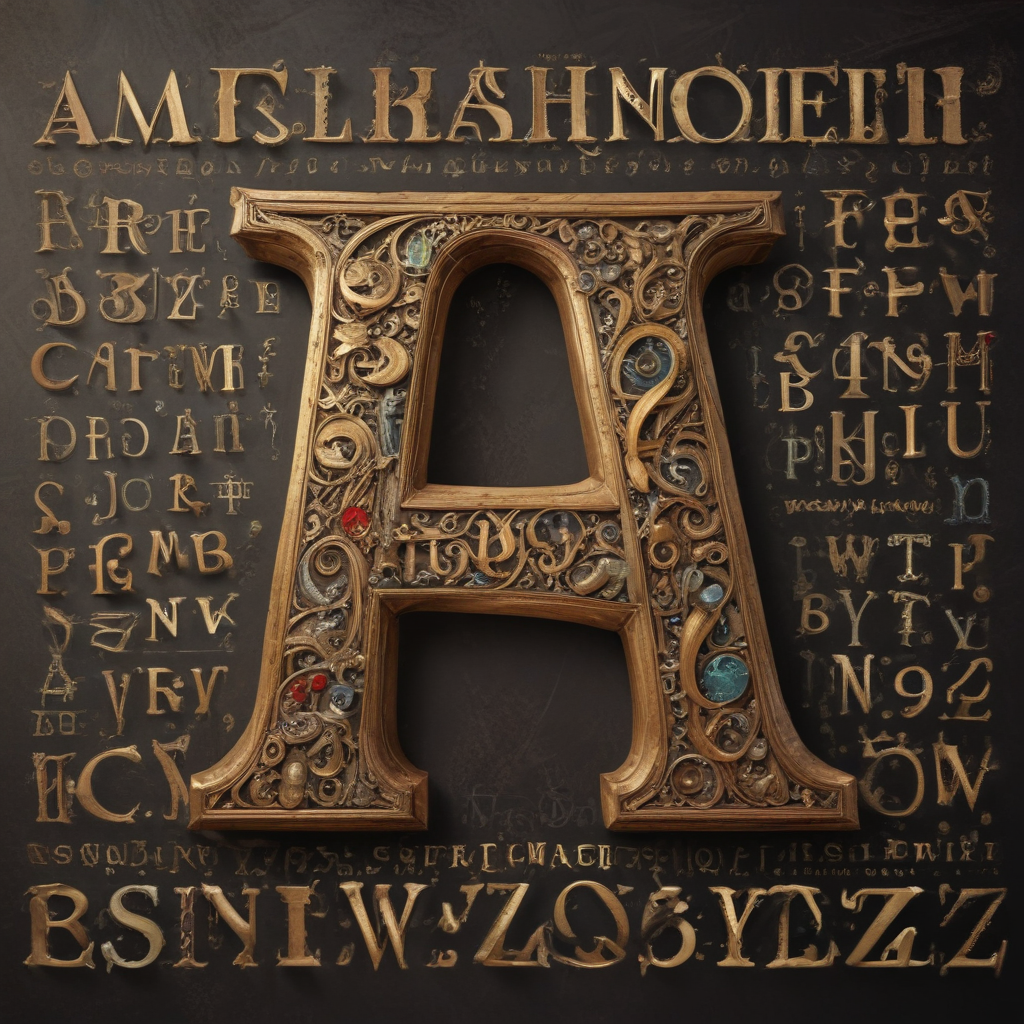 Intricate Golden Letter 'A' Surrounded by Mysterious Ancient Symbols ...