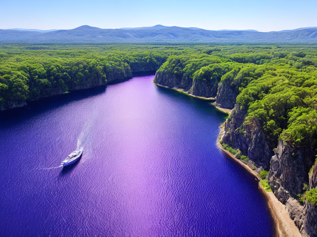 a beautiful purple sky, purple water, purple nature, purple hills