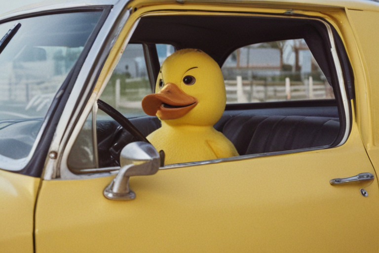 Jimmie the Yellow Duck driving a car
