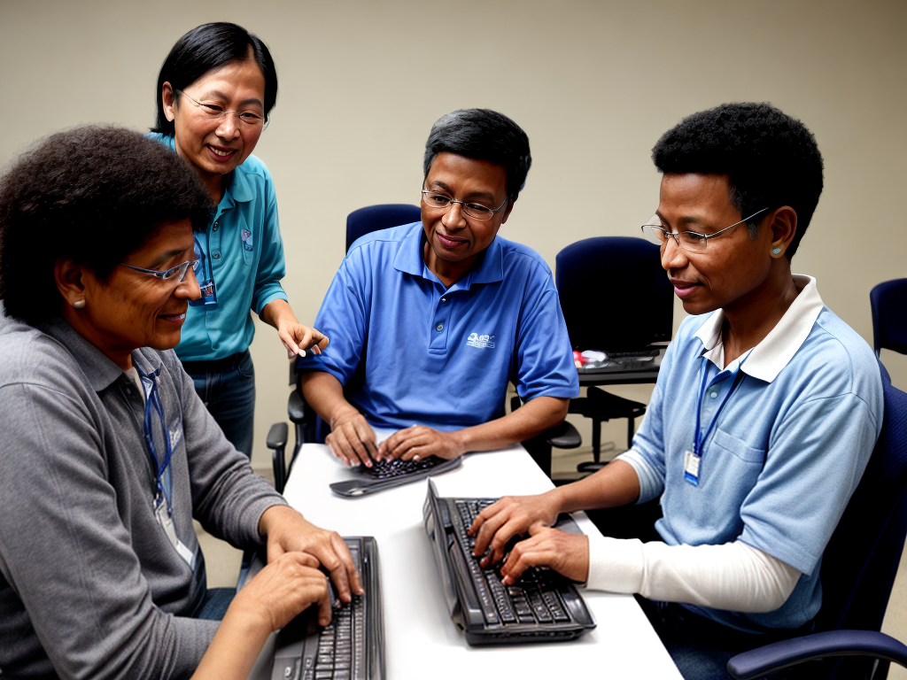 handicapped persons performing computer training