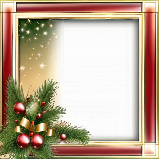 Festive Holiday Frame with Christmas Ornaments and Sparkling Background ...