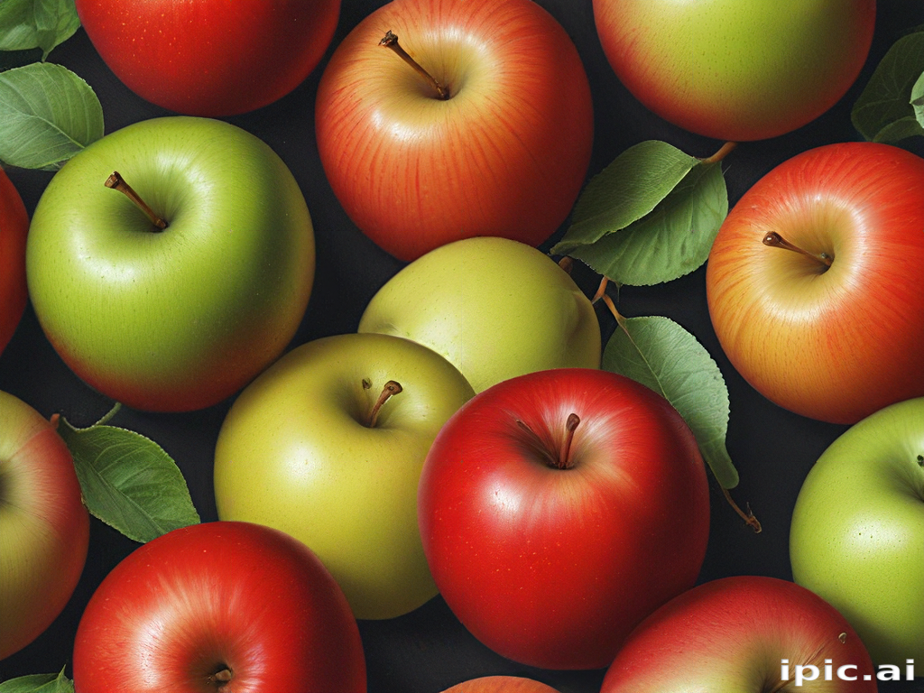 A Colorful Array of Fresh Apples in Various Shades and Textures.