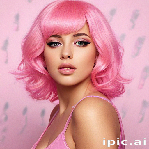 Striking Portrait of a Young Woman with Vibrant Pink Hair and Makeup