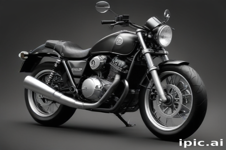 Classic Black Motorcycle with Sleek Design and Polished Chrome Accents
