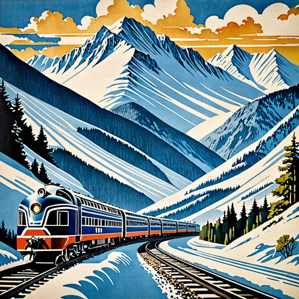 art deco streamline railway corporation poster DB ICE train with ...