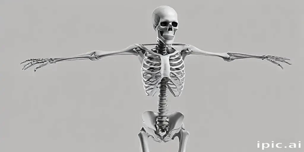 Anatomical Model of a Human Skeleton with Outstretched Arms Displayed