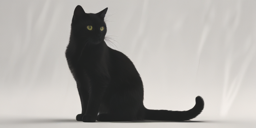 A Mysterious Black Cat Silhouetted Against a Soft, Light Background