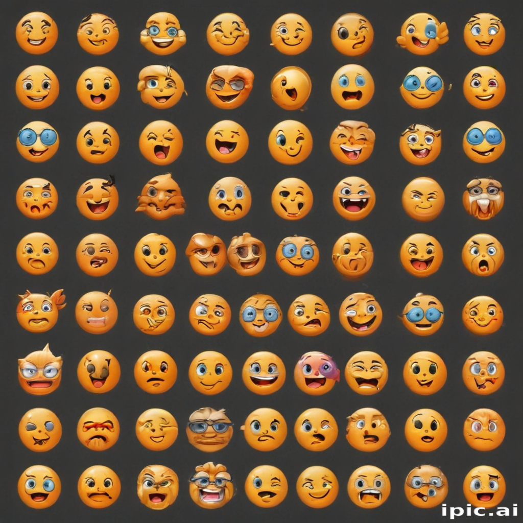A Colorful Collection of Diverse Emoticons Expressing Various Human ...