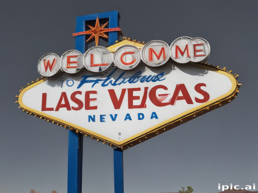 Iconic Las Vegas Sign with a Unique Spelling Error in Welcome