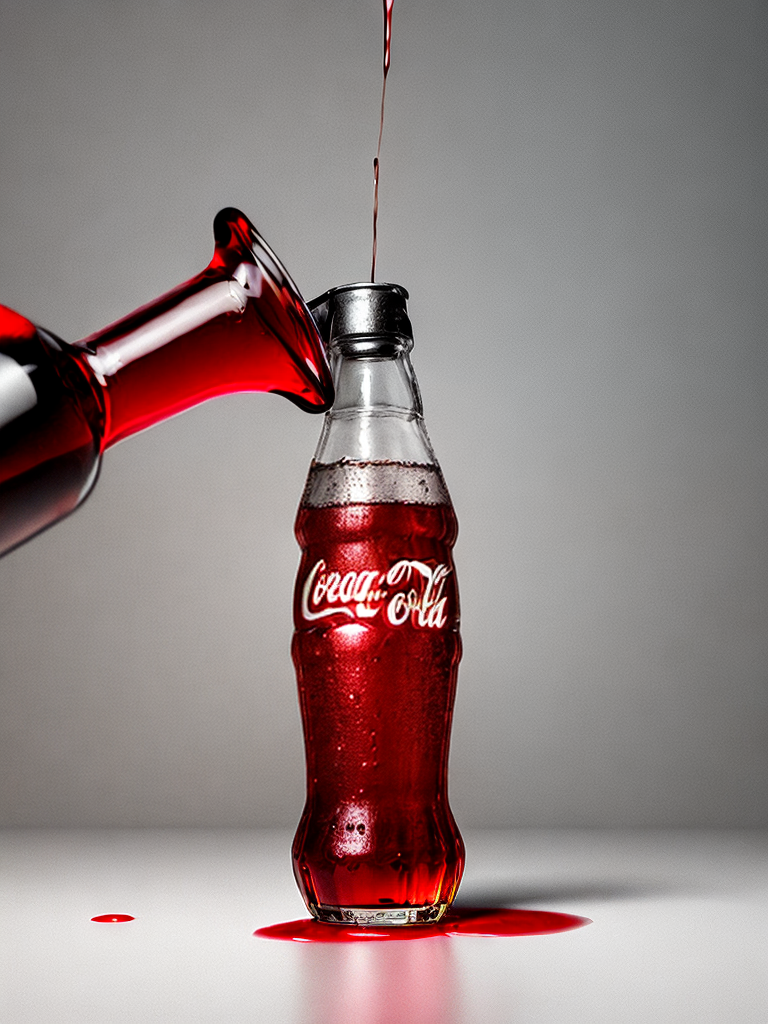 a coca cola is pouring blood and the background will be white. there ...