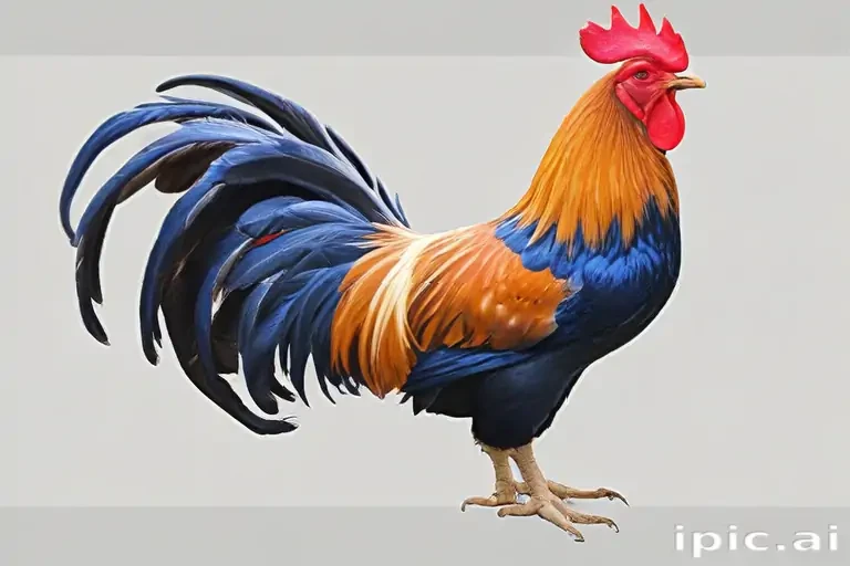 Vibrant Rooster Displaying Colorful Plumage in a Striking Pose.