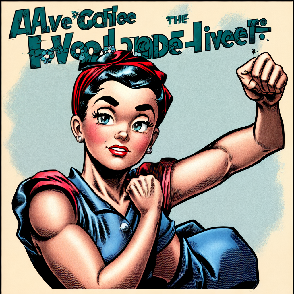 original rosie the riveter in old comics book style