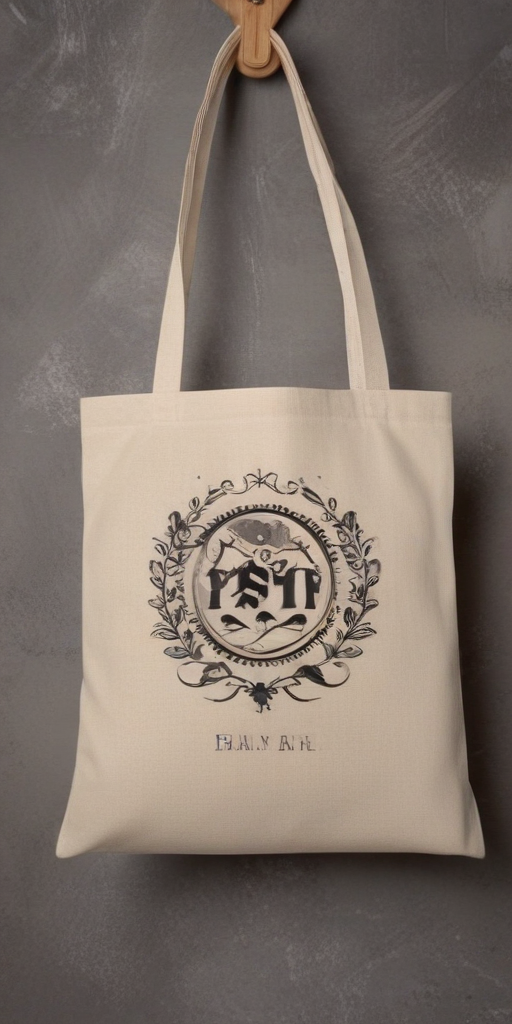 Stylish Canvas Tote Bag Featuring Elegant Graphic Design and Monogram