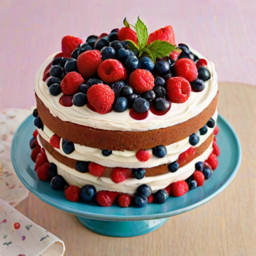 Delicious Three-Layer Berry Cake Topped with Fresh Raspberries and ...