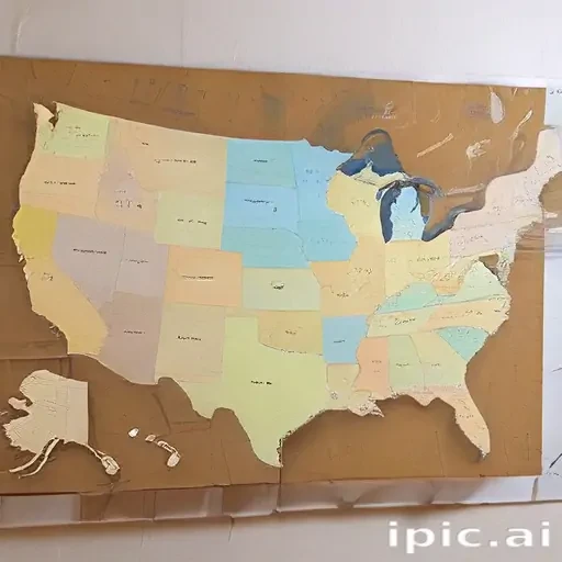 Colorful and Creative Map Representation of the United States Geography