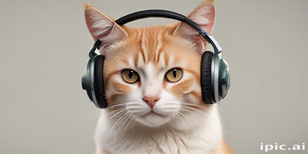 Cool Cat Enjoying Music with Stylish Headphones on Its Ears