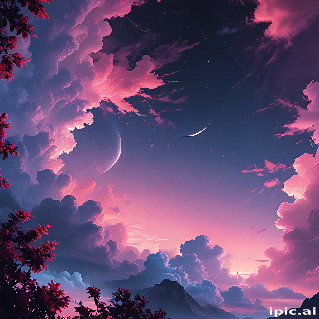 Stunning Celestial Scene with Two Moons Illuminating a Vibrant Sky