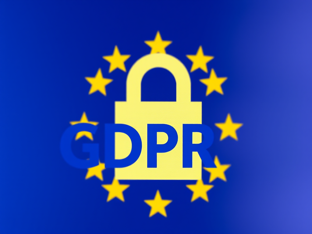 Generate a high-resolution image of a logo featuring the text "GDPR" in ...