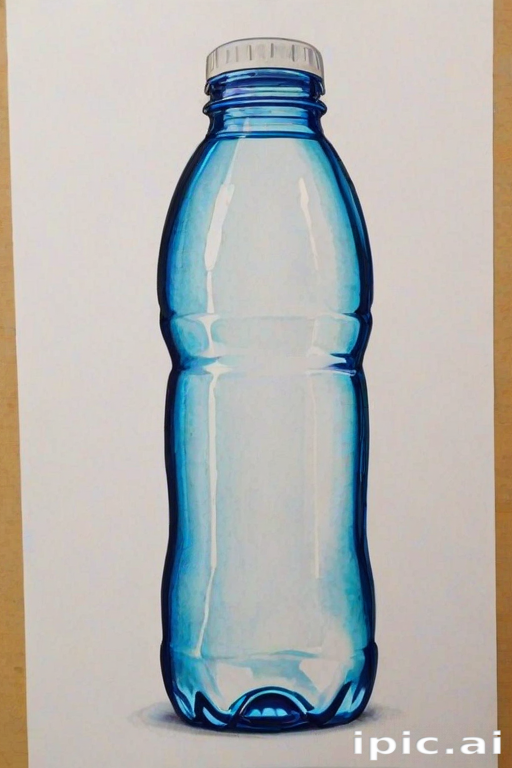 Realistic Illustration of a Clear Plastic Water Bottle with Blue Tint