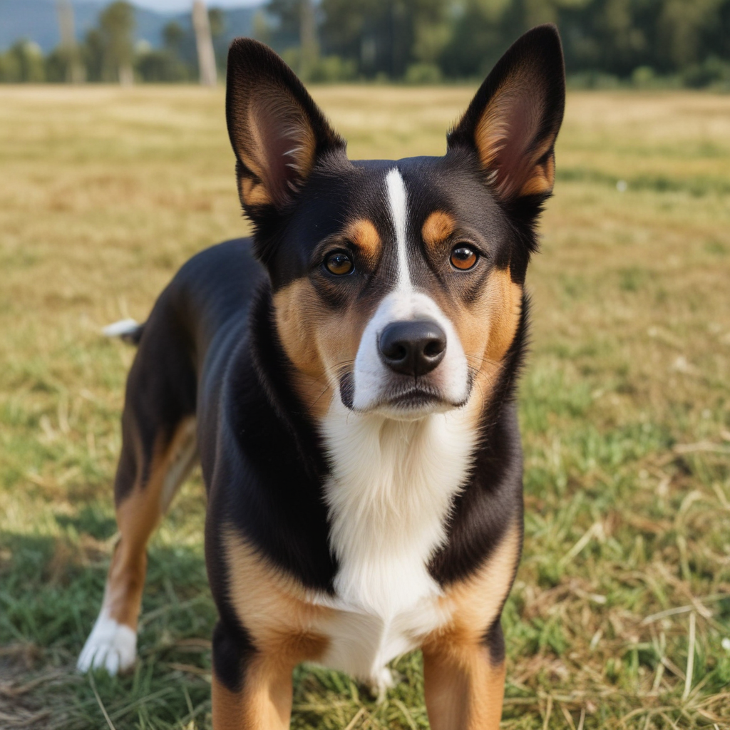 A Playful Dog Enjoying a Sunny Day in a Green Field