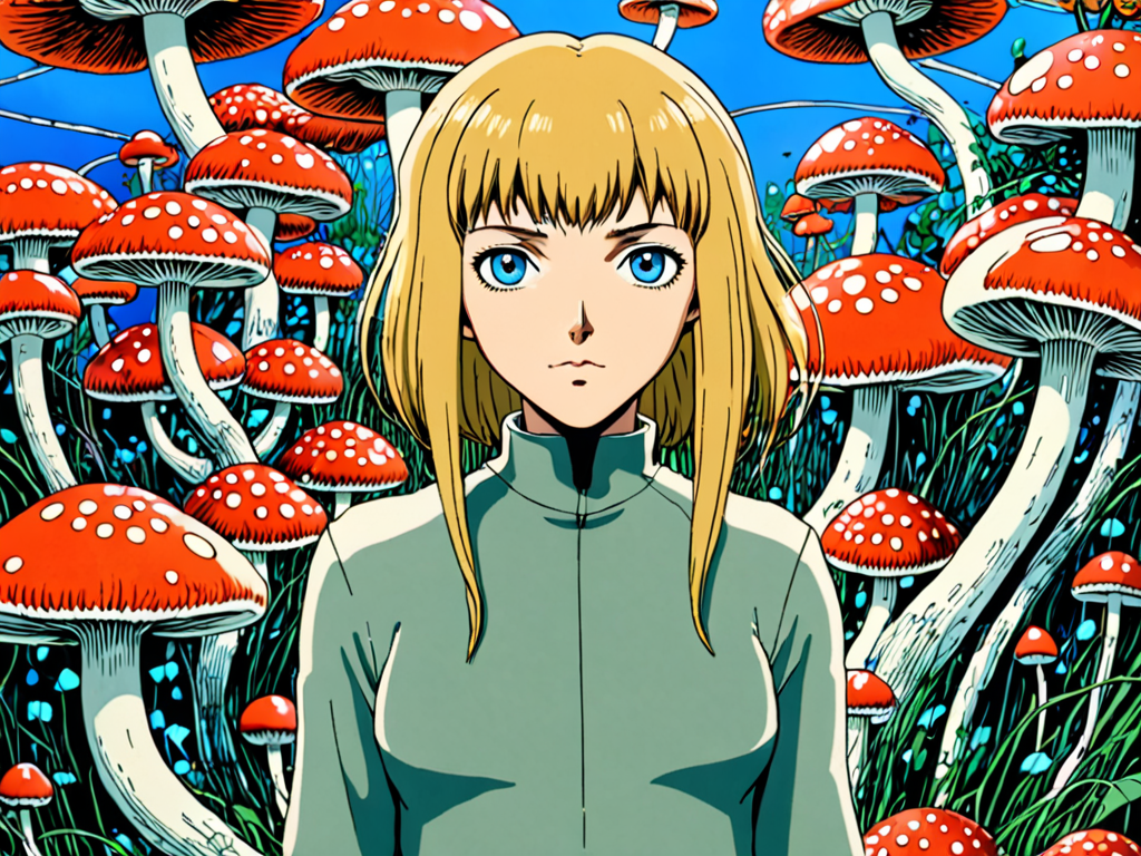 psychedelic ghibli, trippy girl, anime, manga, murshrooms, lain, cute ...