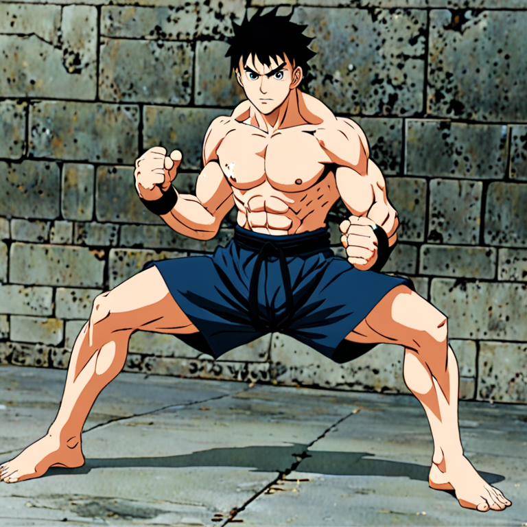 anime fighter in a dinamic pose