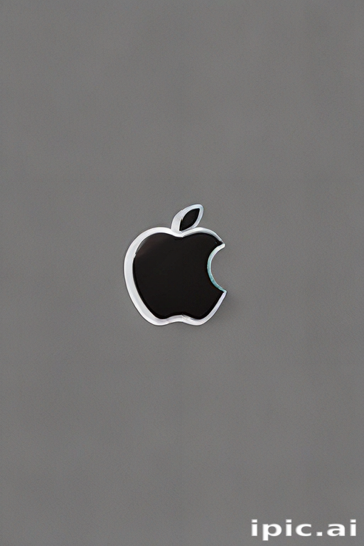 Stylized Black Apple Logo Against a Minimalist Gray Background Design