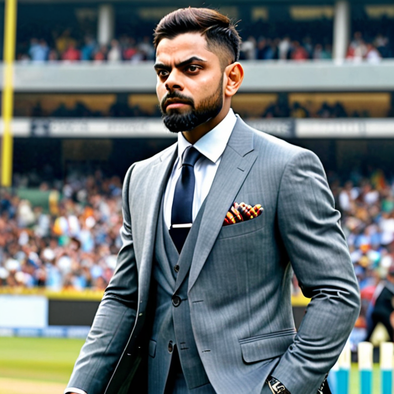Genarate image :In a fusion of cricket and superhero universes ...