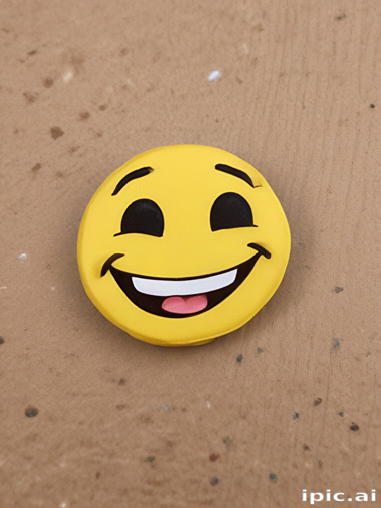 A Bright Yellow Smiley Face Emoticon on a Subtle Background Surface.